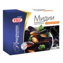 Мидии Vici Приорити в чесночном соусе варено-мороженые 500 г - купить с ...