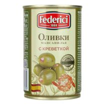 Оливки Federici зеленые средние с креветкой 300 г - купить с доставкой на дом в Купер