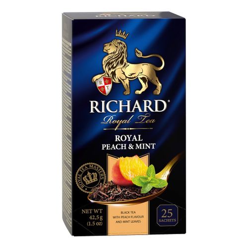 Чай черный байховый Richard Royal Персик и мята в пакетиках 1,7 г х 25 ...