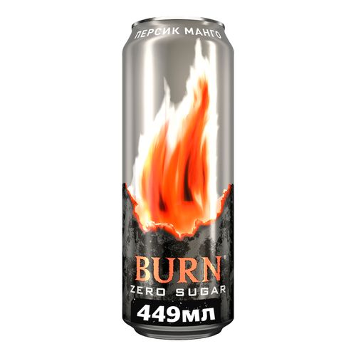 Энергетический напиток Burn Zero персик-манго без сахара газированный 449 мл - купить с ...