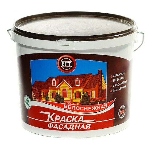 Краска водно-дисперсионная VGT фасадная матовая белоснежная 15 кг ...