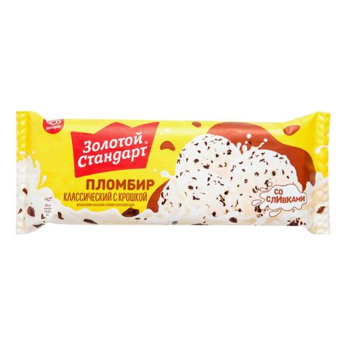 Мороженое пломбир Золотой Стандарт с шоколадной крошкой БЗМЖ 400 г ...