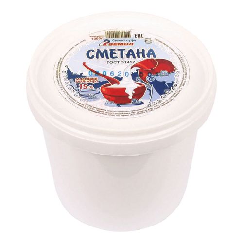 Сметана Вемол 15% БЗМЖ 1 кг - купить с самовывозом в Купер