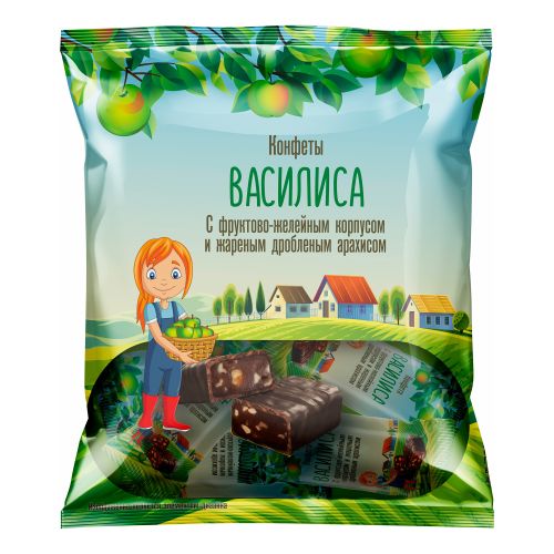 Конфеты глазированные Василиса фруктово-желейные с арахисом 350 г ...