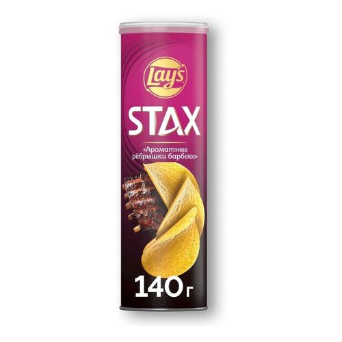 Чипсы картофельные Lay's Stax ароматные ребрышки барбекю 140 г оптом с доставкой для Бизнеса ...