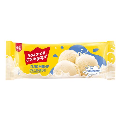 Мороженое пломбир Золотой Стандарт классическое ванильное БЗМЖ 990 г ...