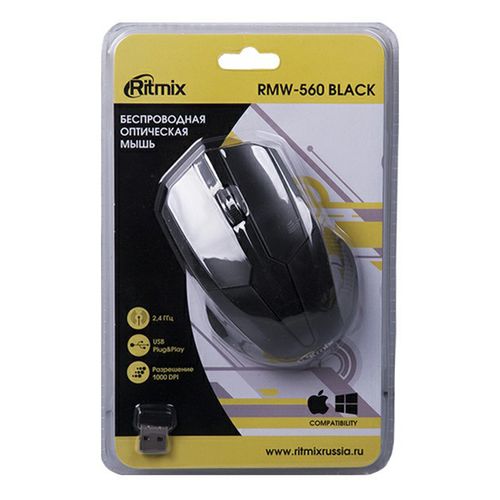 Мышь Ritmix RMW-560 беспроводная черная - купить с доставкой на дом в Купер